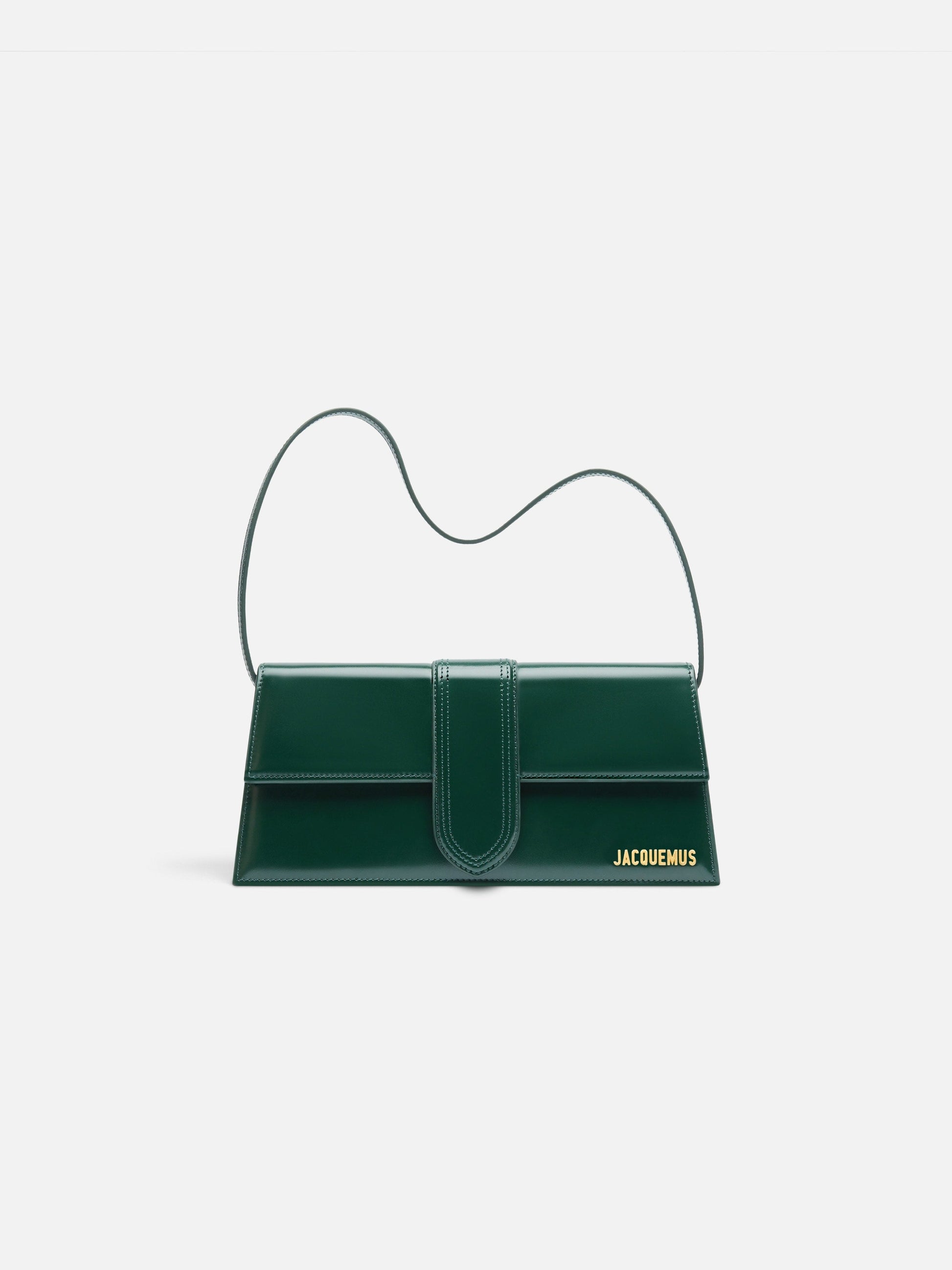 Jacquemus The Long Bambino Glazed Leather Structured Shoulder Bag Dark