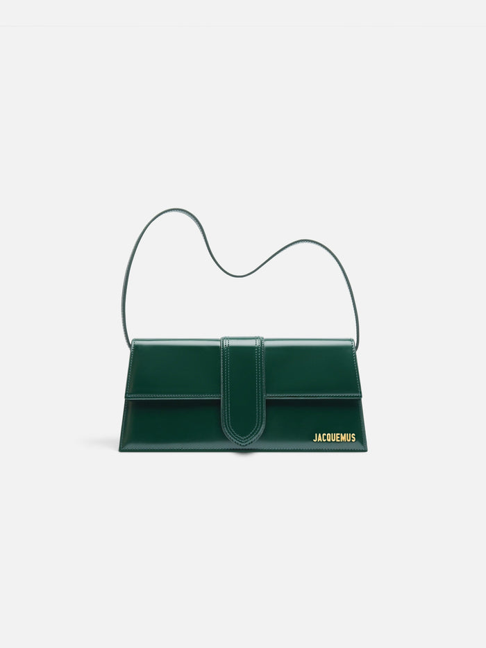 Jacquemus The Long Bambino Glazed Leather Structured Shoulder Bag Dark
