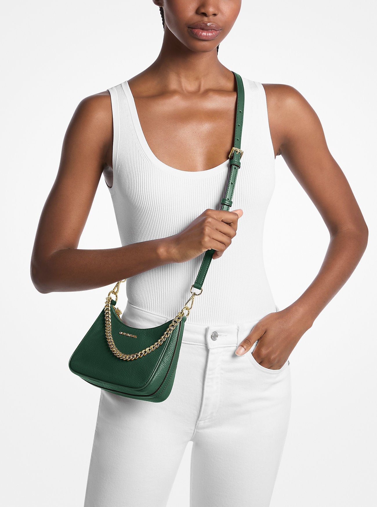 Michael Kors Jet Set Travel Pebbled Leather Convertible Crossbody Bag