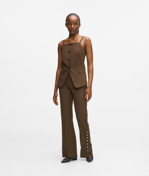 KarlLagerfeld Ksignature Suede Top Handle Bag Dark Tan