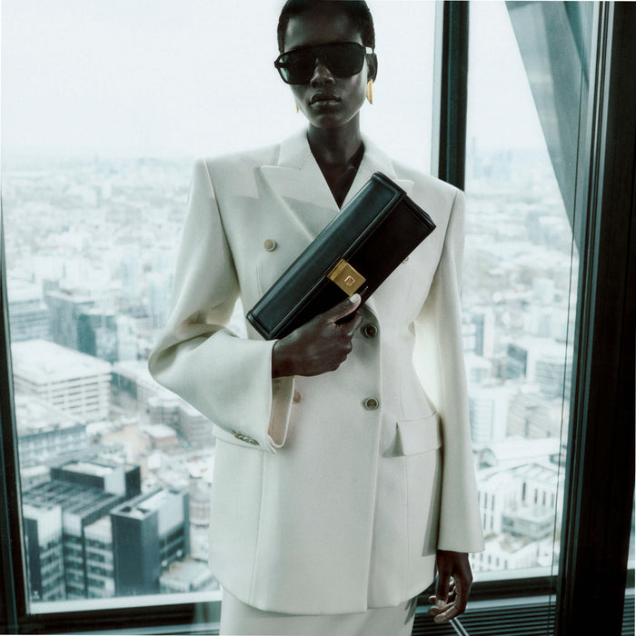 DeMellier The Paris Clutch black smooth