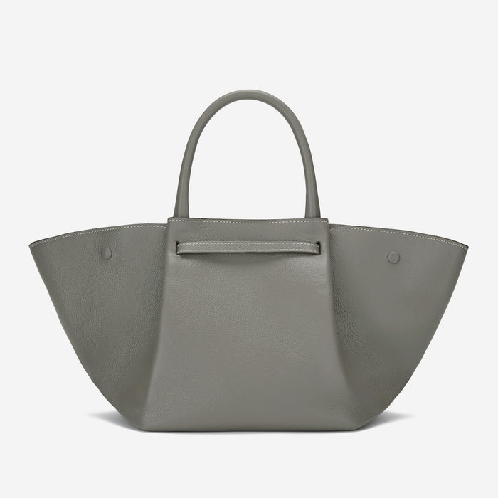 DeMellier The Midi New York stone grey small grain ecru stitching